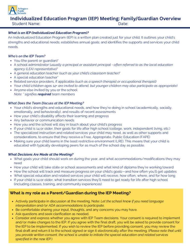 Individual Education Plans - Arlington Public Schools