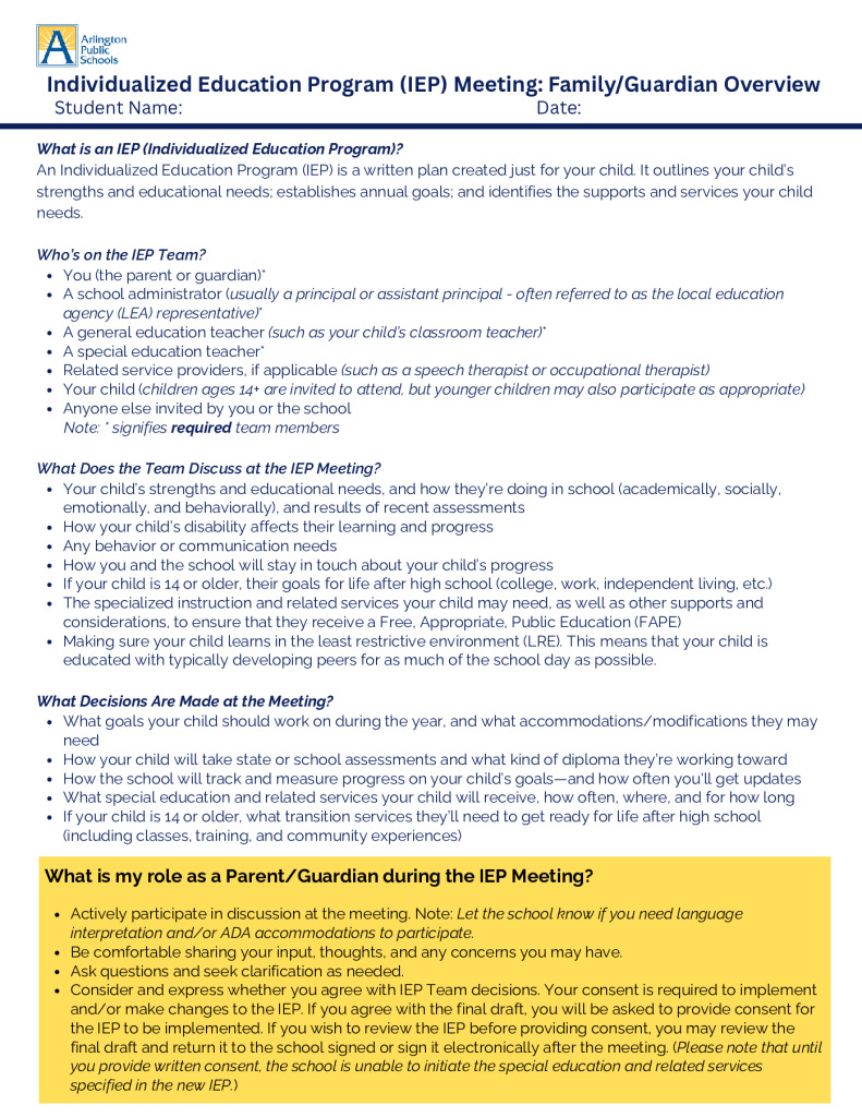Individual Education Plans - Arlington Public Schools